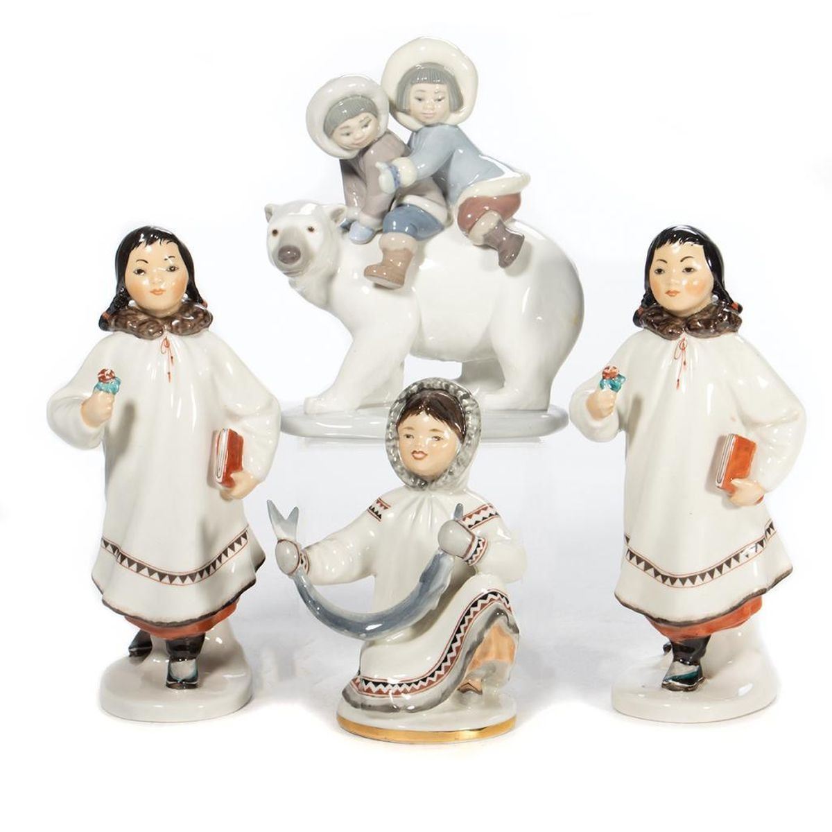 Russian Lomonosov and lladro Porcelain Group