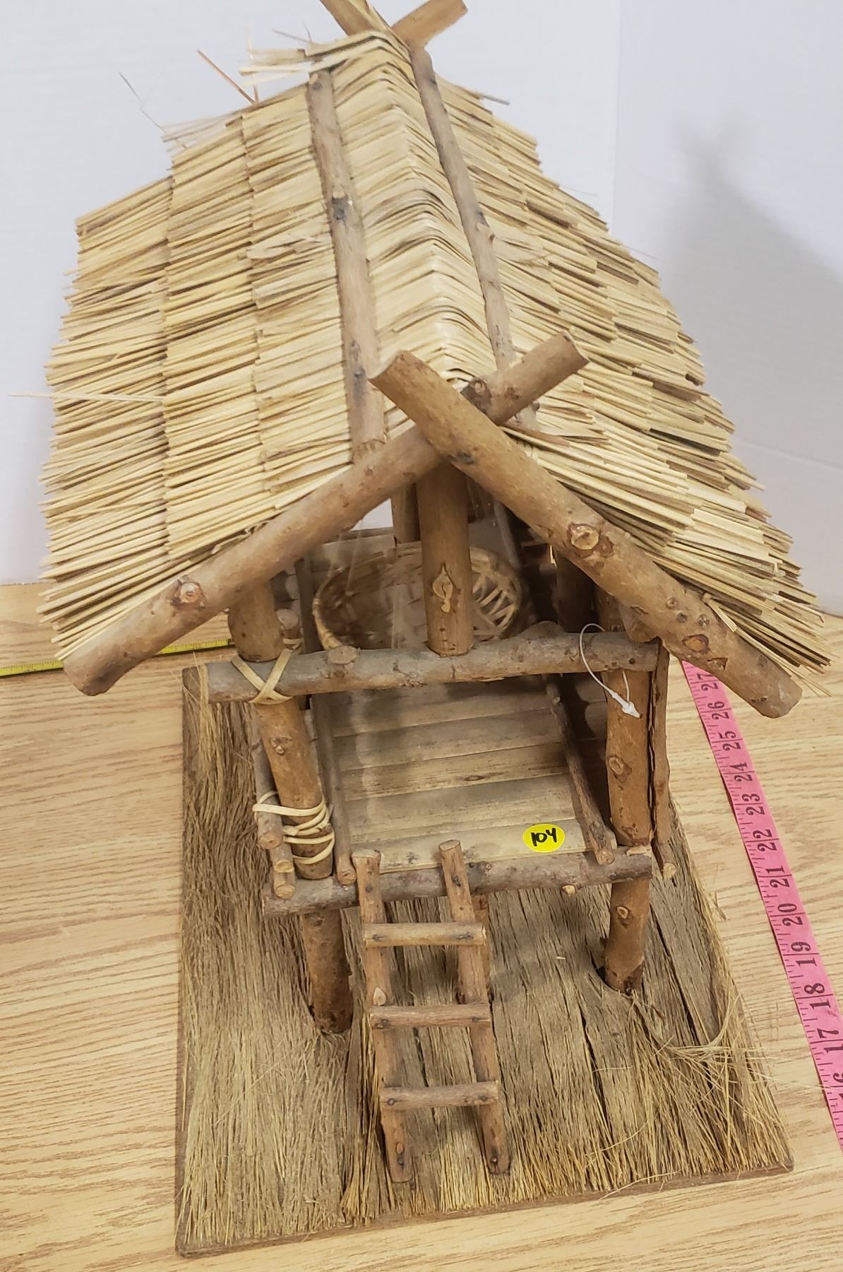 Wood Decorative thatch house 12"x12"