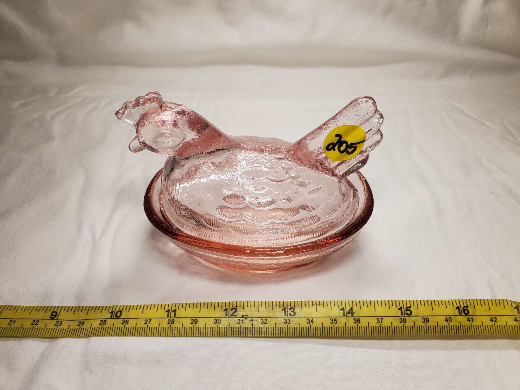Rose Pink Glass Hen on Nest