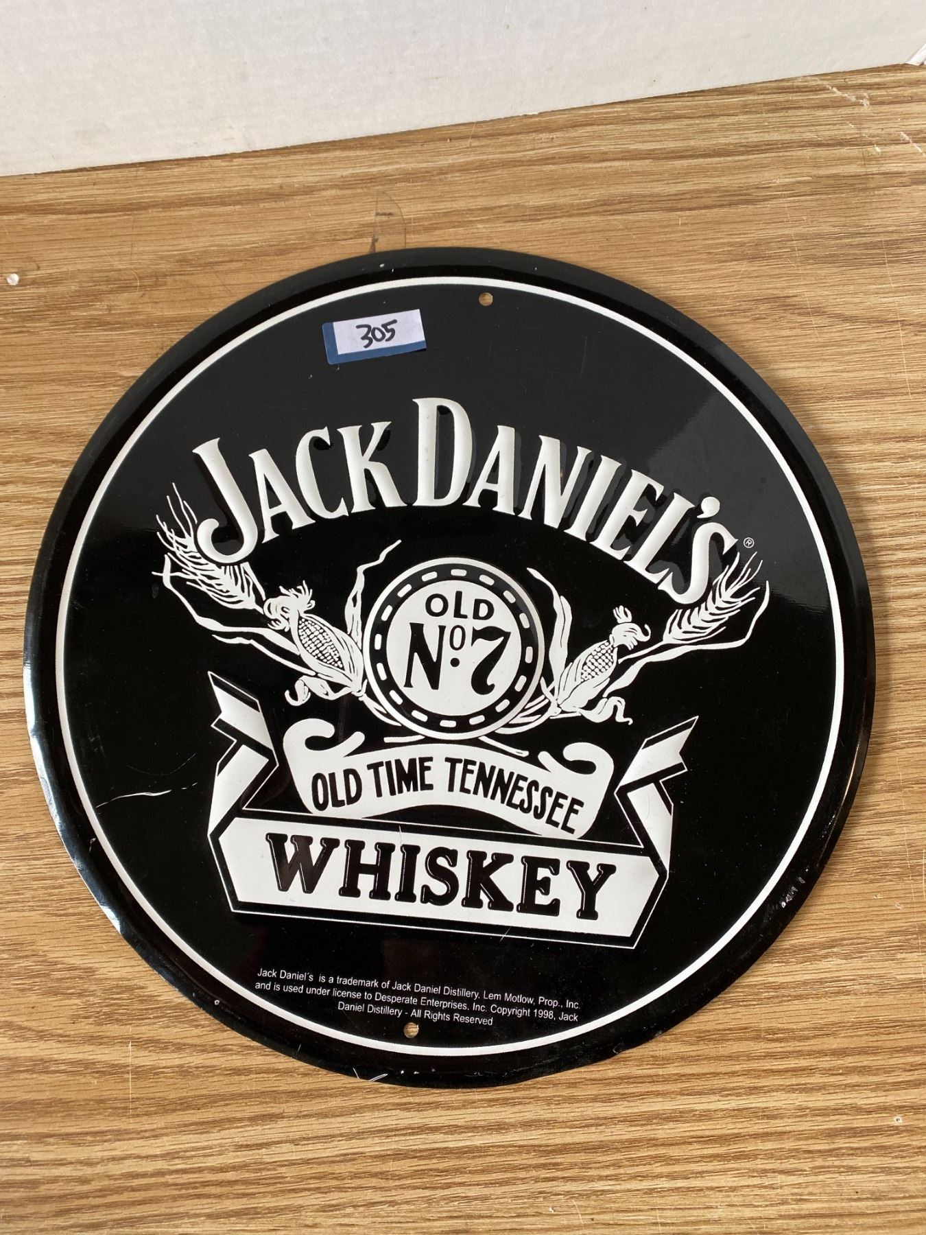 Jack Daniels Sign 12 Inch Round - Schmalz Auctions