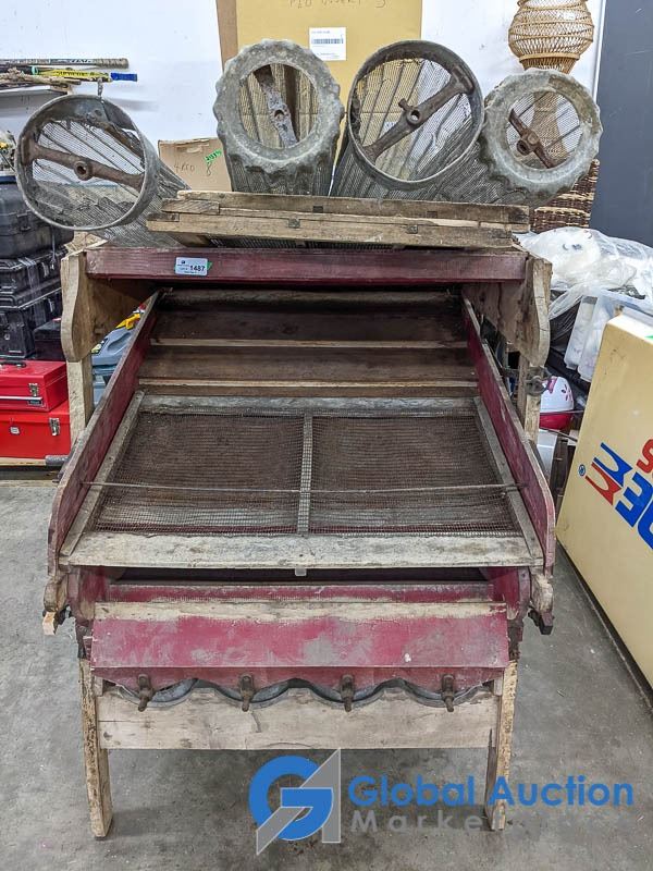 **Vintage Wood Fanning Mill Grain Cleaner