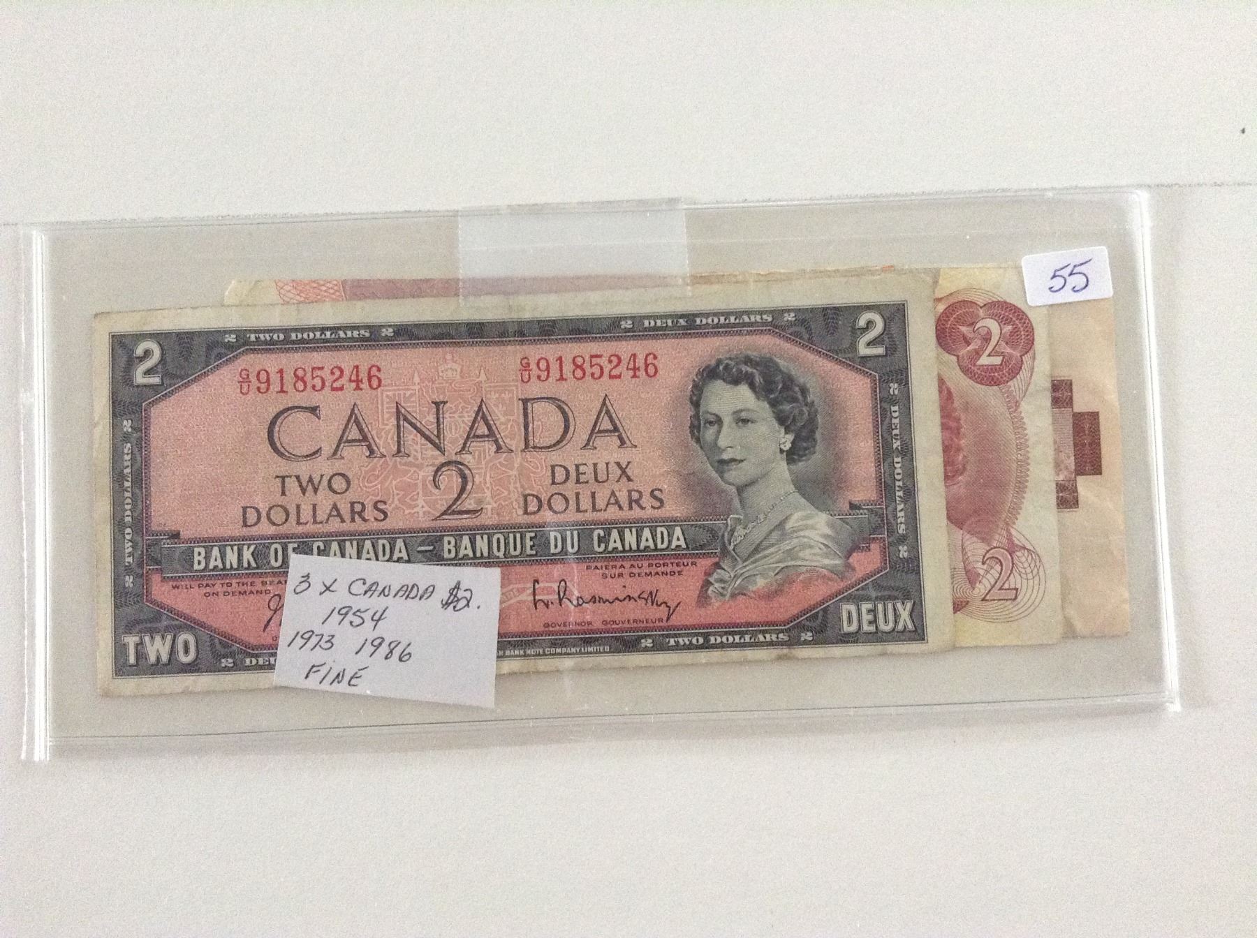 Three Canada Bills Two`s (1954, 1973, 1986)