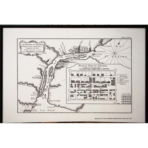 Detroit River Map Michigan Great Lakes Print #2059457