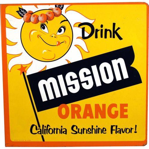 Mission Orange 2 sided tin flange sign 20" x 20"