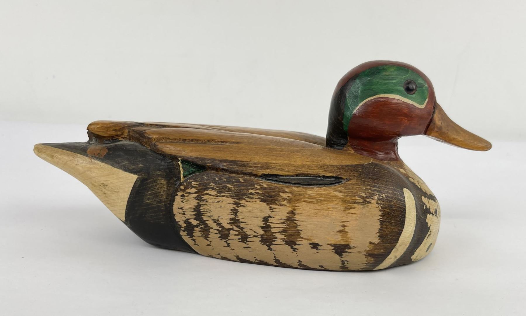 Hand Carved Wood Green Wing Teal Duck Decoy