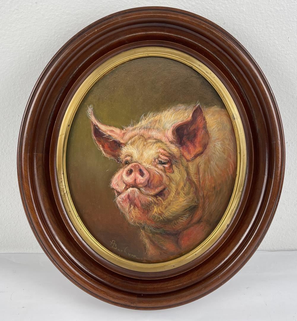 Anthony Barham Country Farm Hog Oil Painting