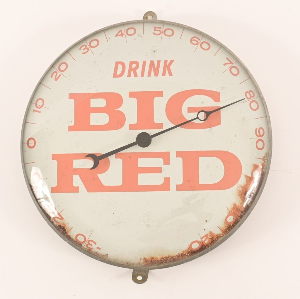1940's Big Red Glass-Wall Thermometer