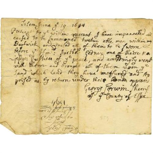 Salem Witch Trials George Corwin Stephen Sewall