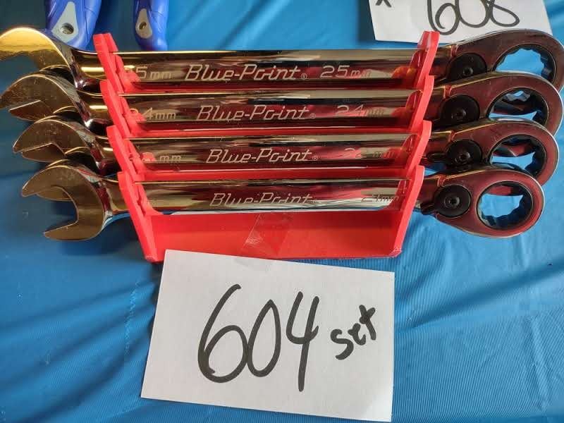 4 PC BLUE POINT RATCHET END / OPEN END WRENCH SET, 21-25 MM, LOOKS NEW