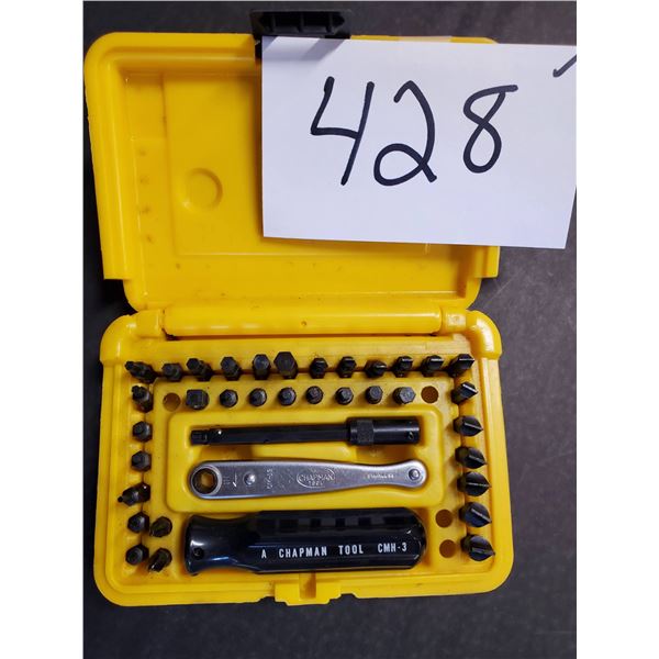 CHAPMAN APPROX 37 PC BIT SET W/ DRIVE AND CASE