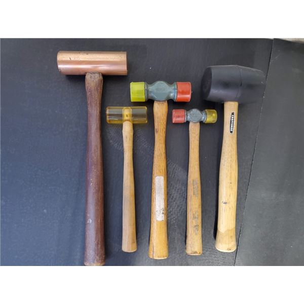NICE ASSORTMENT OF 5 HAMMERS/MALLETS, CRAFTSMAN & SNAP-ON