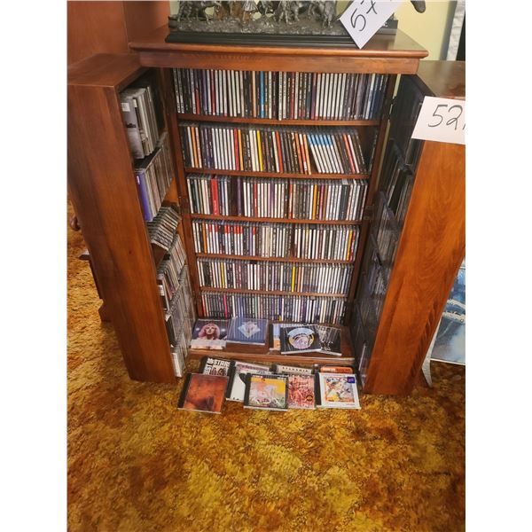 Cherry CD Cabinet w/Approx 500 CDs, all in Alphabetical order