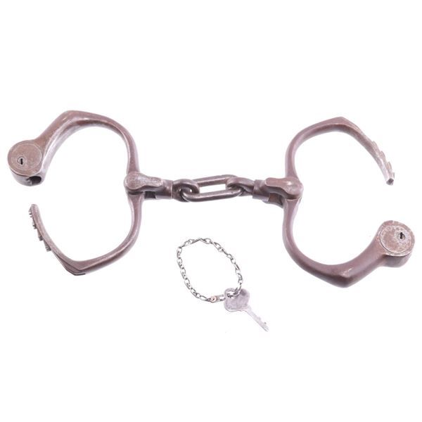 RARE 1899 Bean Silver City Wrought Iron Handcuffs