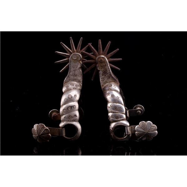 19th Century Vaquero Floral Decorated Spur Pair