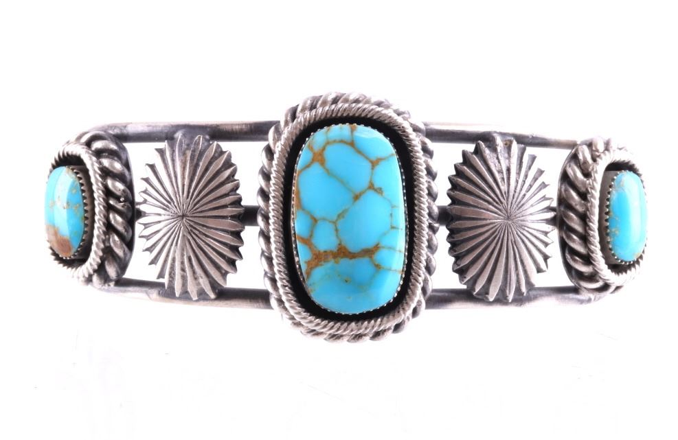 Navajo Daniel Benally Silver & Turquoise Bracelet
