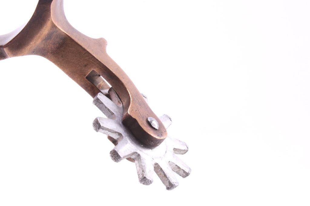 Peanut Pattern Star Rowel Brass Spur Pair c. 1960s