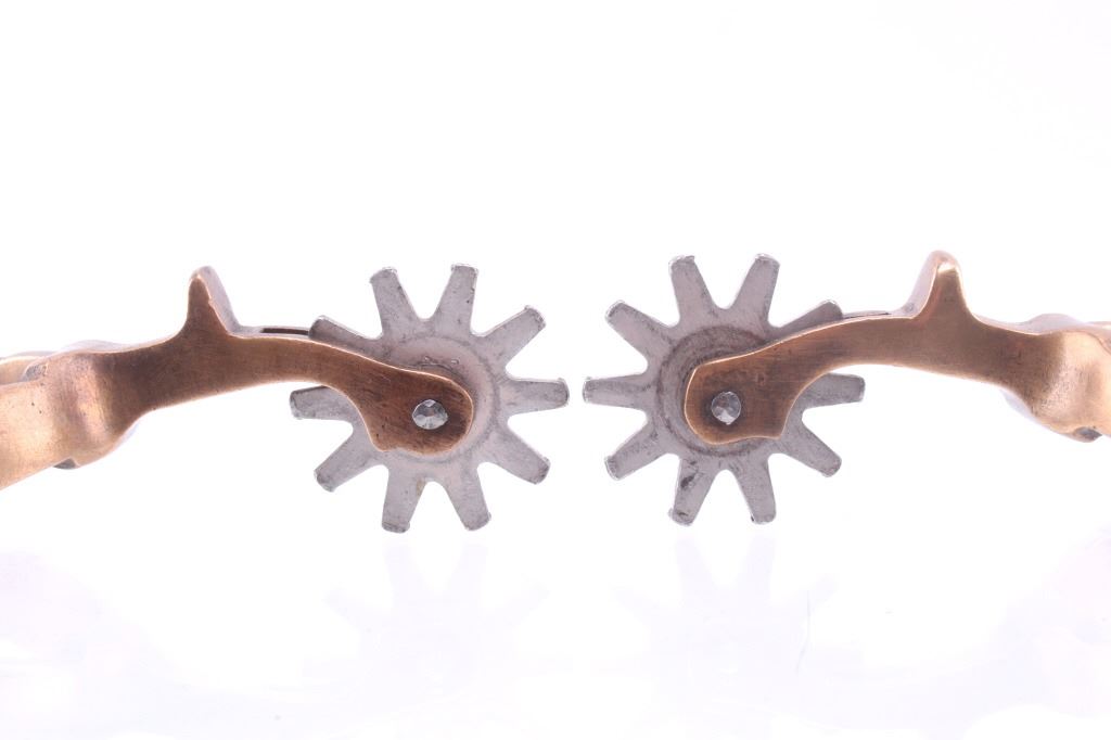 Peanut Pattern Star Rowel Brass Spur Pair c. 1960s