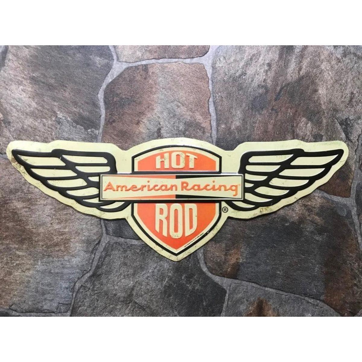 Hot Rod American Racing Wings Metal Garage Pub Bar Sign