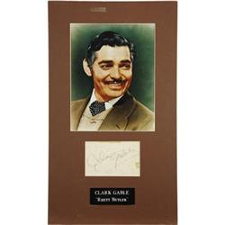 Clark Gable Autograph Cut, Matted with Photo