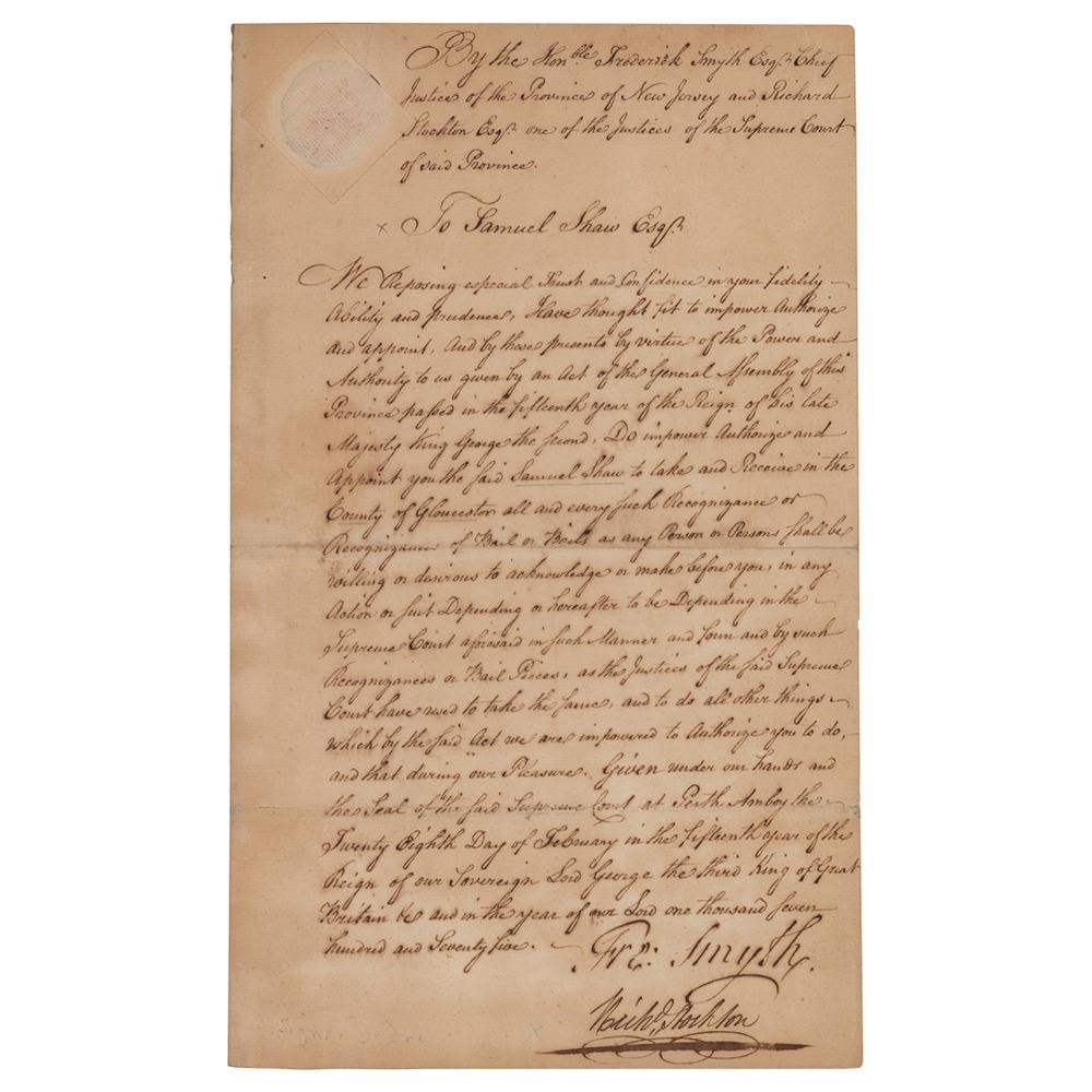 Richard Stockton Letter Signed