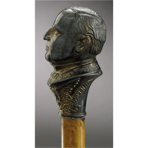 William McKinley: Figural Bust Walking Stick.