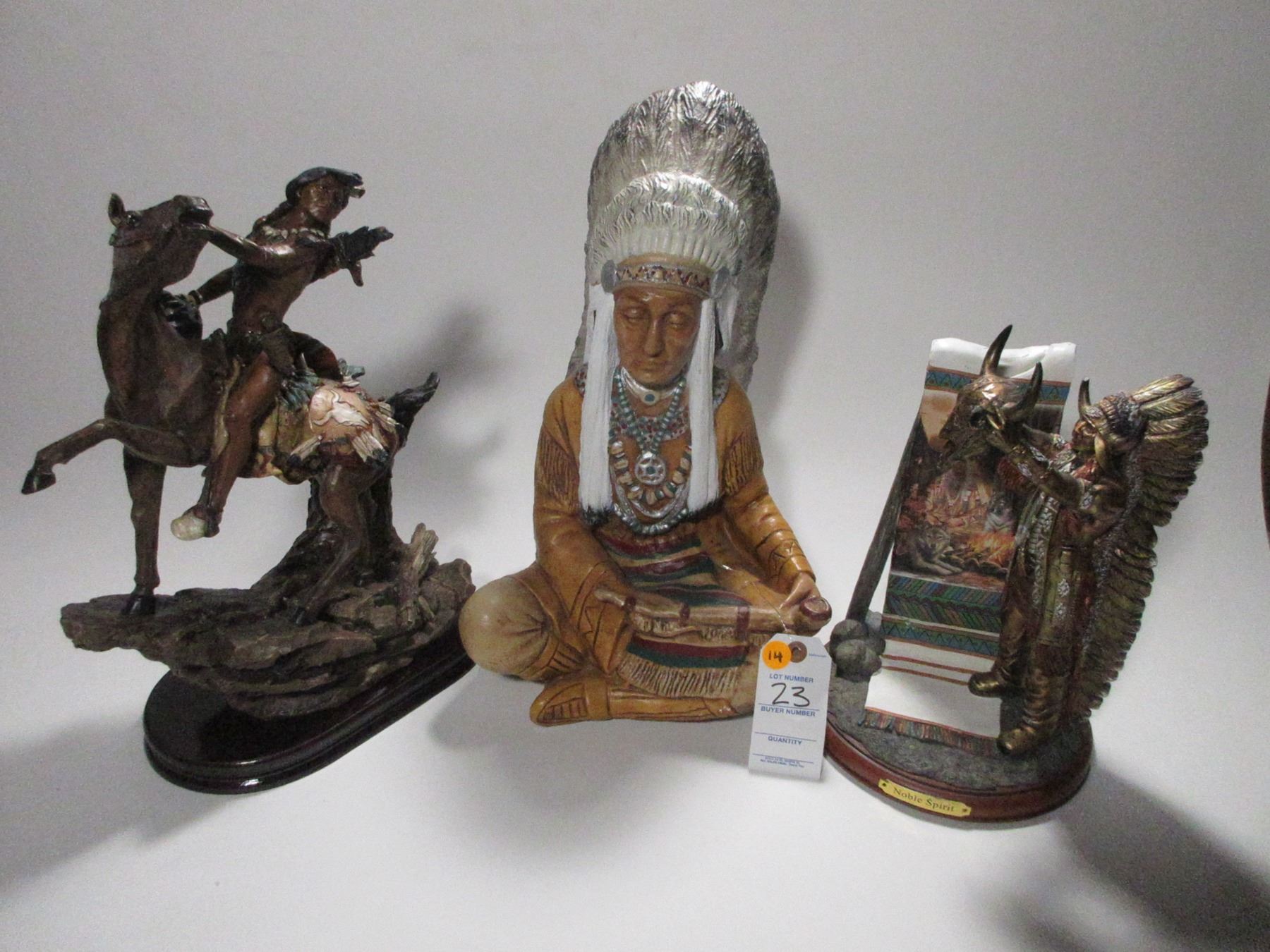 3 Plaster Native Figurines