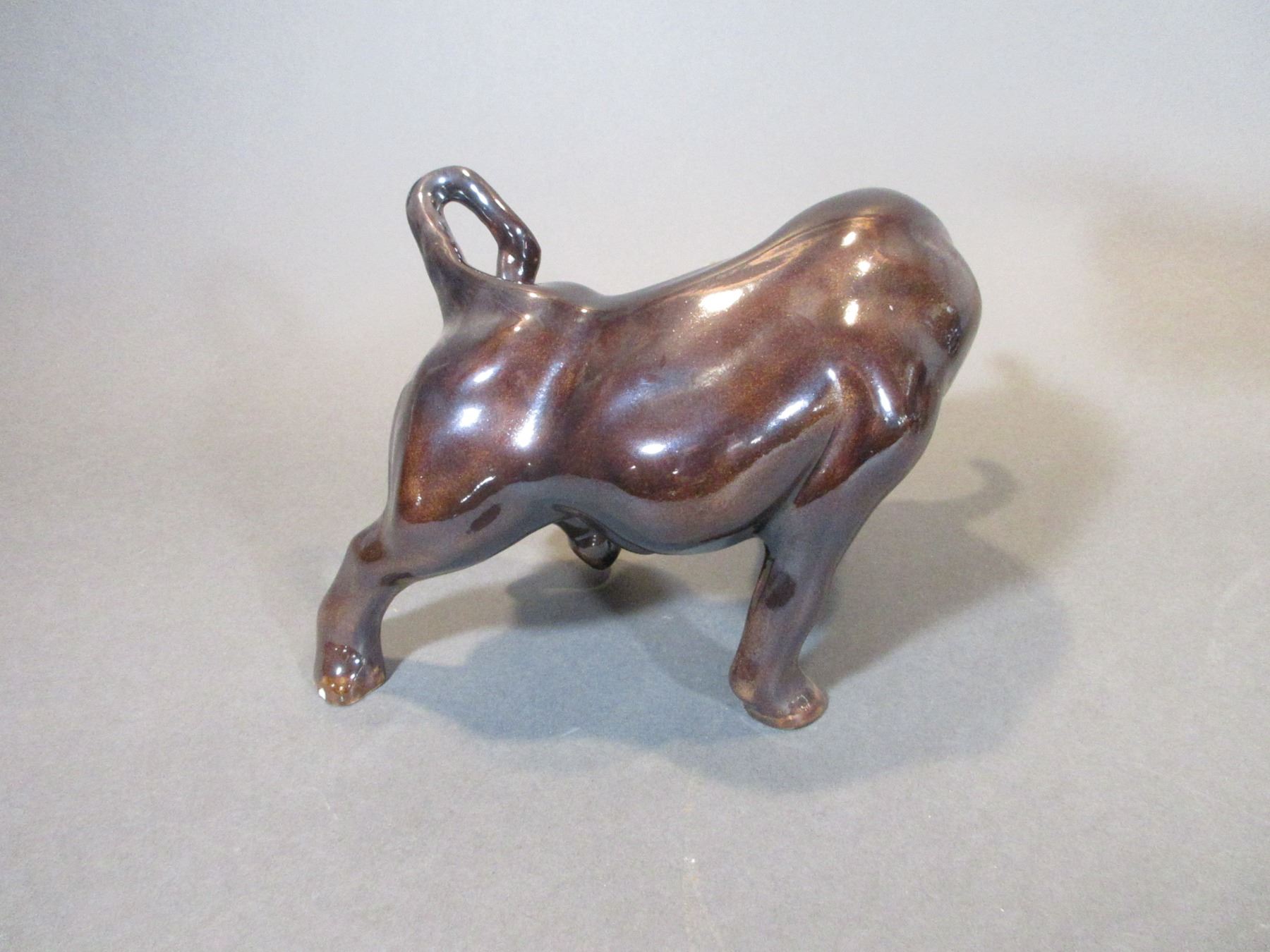 Ceramic Fighting Bulls- 10"L - One Chipped Horn