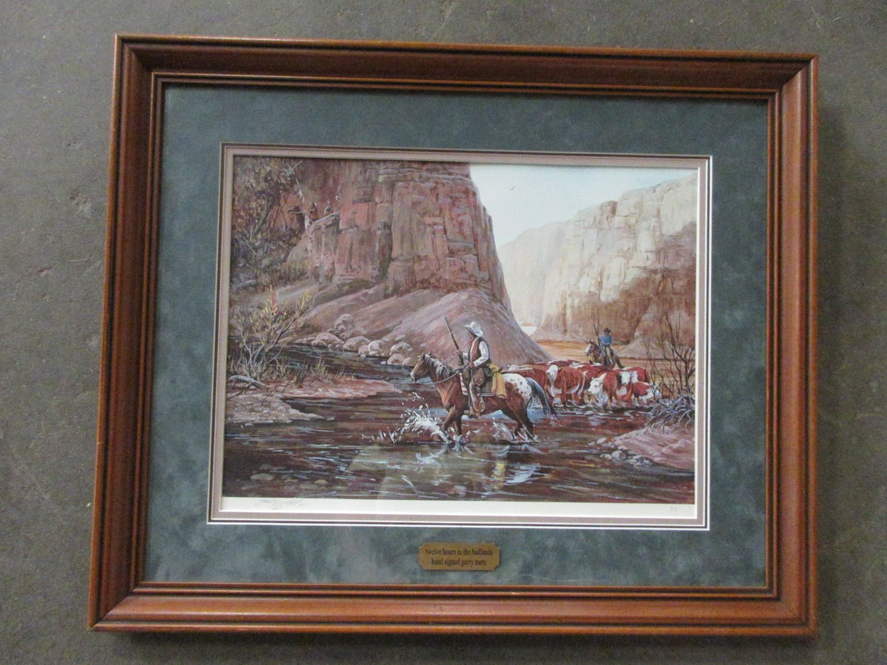 Signed Gerry Metz 83 Print- "Twelve Hours In The Badlands"- 26" X 22 ...