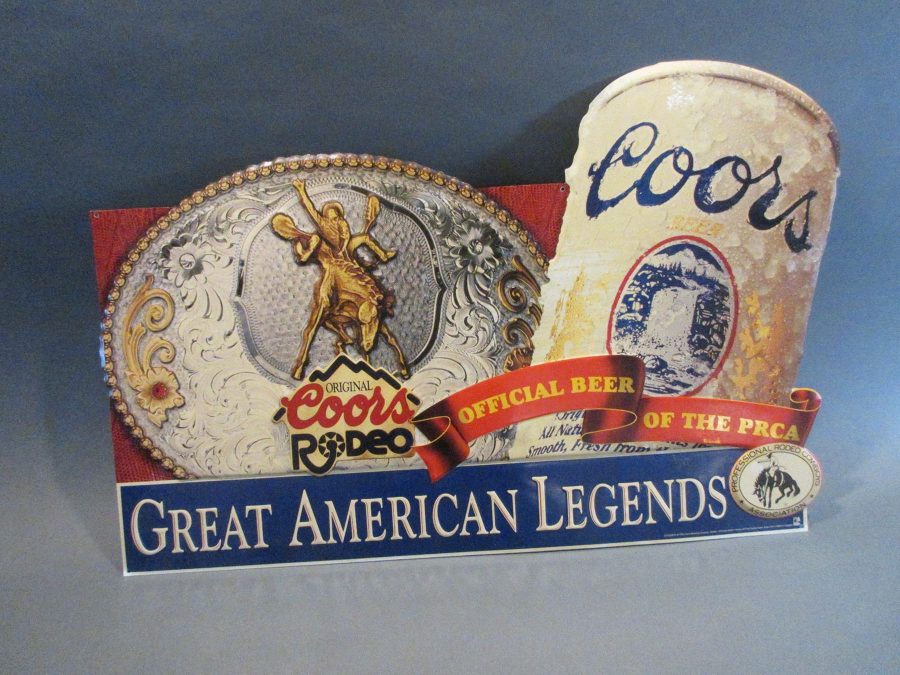 Original Coors Rodeo Tin Sign- 27" X 18"
