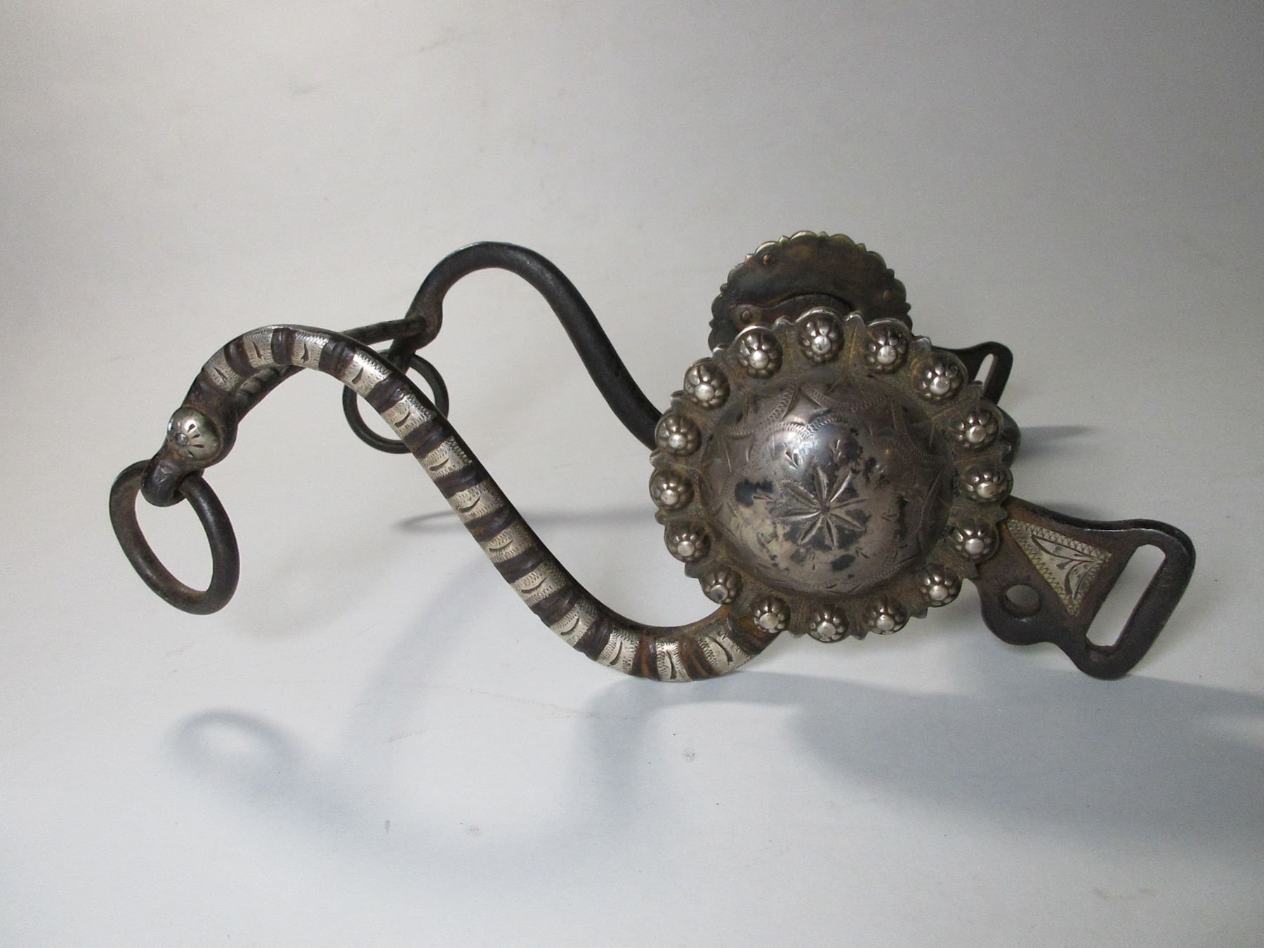 Unmarked GS Garcia Silver Inlaid Bit- Martinez Shank- Hi Port- Slobber ...