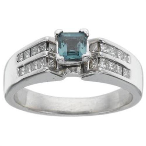 Indicolite Tourmaline, Diamond, Platinum Ring