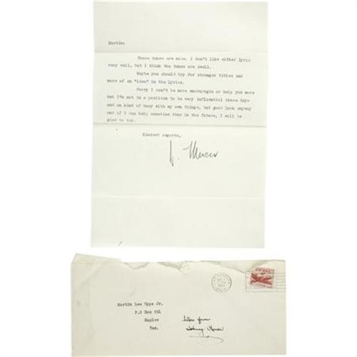 Johnny Mercer Signed Letter, 1952