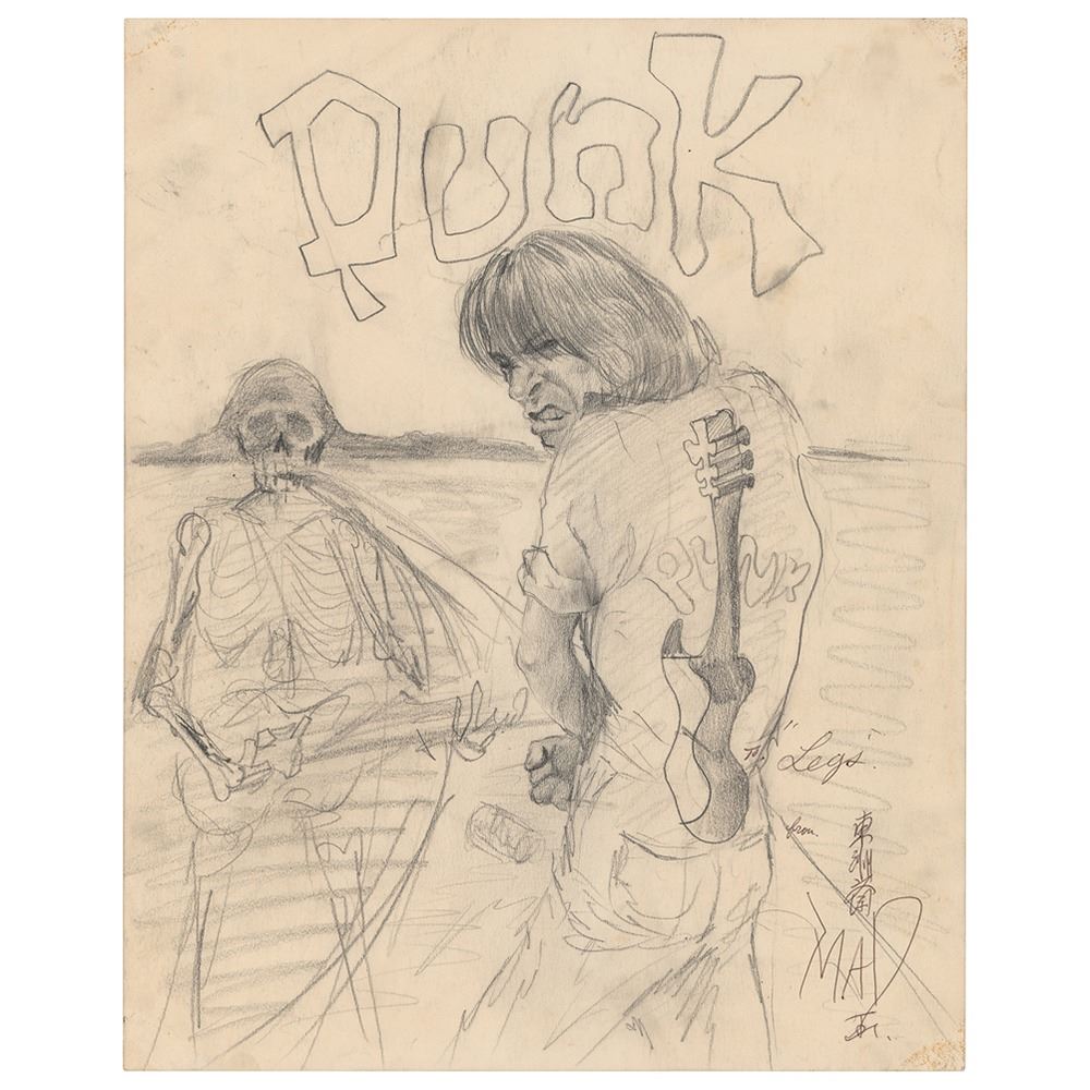 Screaming Mad George Original Sketch Inscribed to Legs McNeil