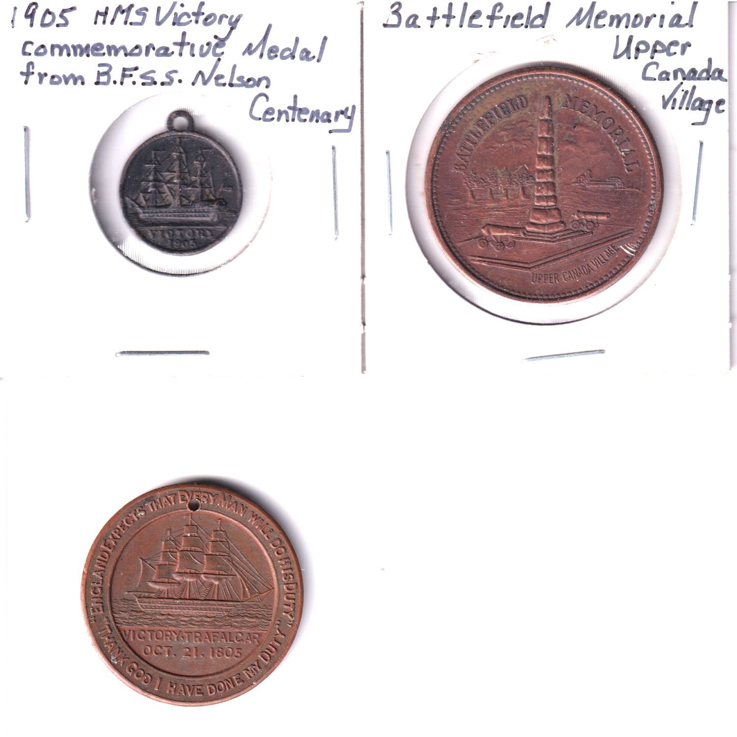 Lot of 3x War Commemorative and Memorial Tokens. Includes Upper Canada ...