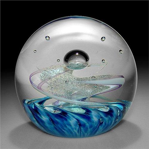 Selkirk Glass 1999 Azure Abstract Paperweight