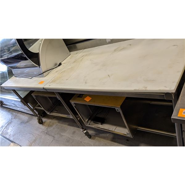 96" Stainless Steel Frame Polyboard Meat Cutting Table Prep/Work table ...