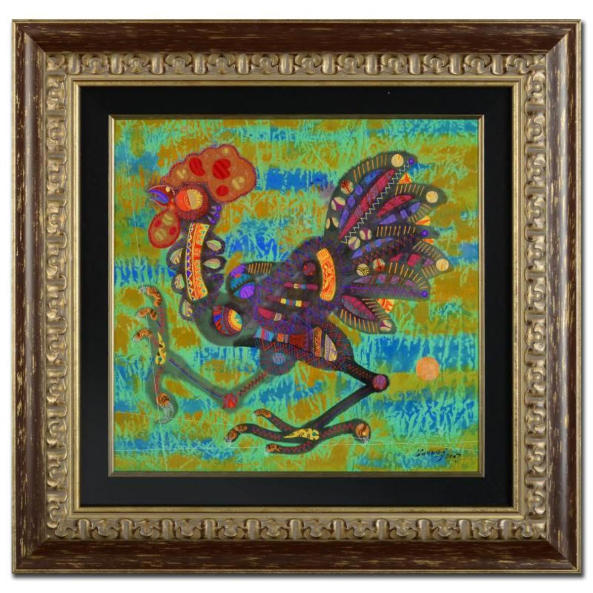 "Earth Rooster" Original Mixed Media Painting by Renowned Artist Lu ...