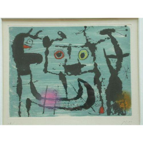 JOAN MIRO Signed Color Etching Cubism