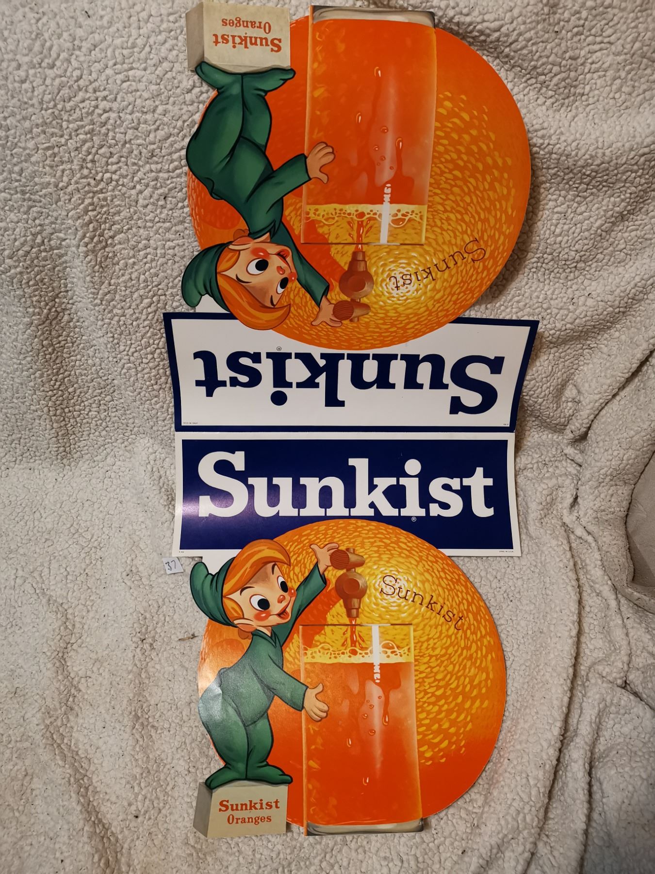 Vintage Sunkist two sided sign, heavy paper - Schmalz Auctions
