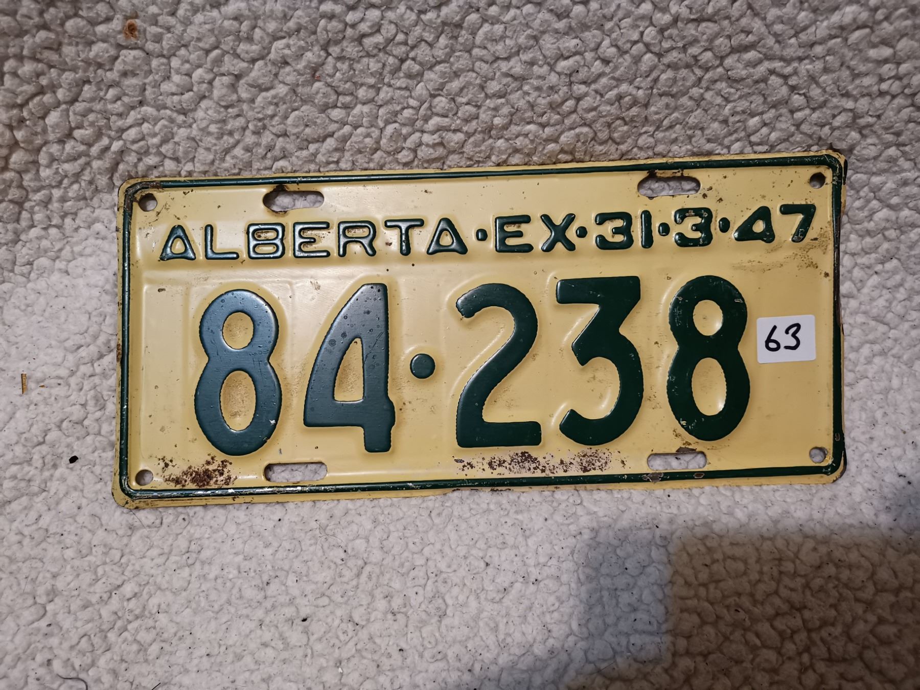 Rare Alberta ex 31/3/1947 License plate