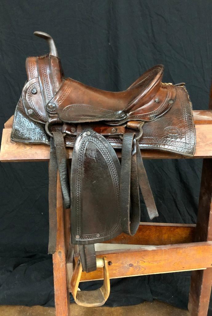 Antique Slick Fork, Sam Stagg Rigged Kids Saddle