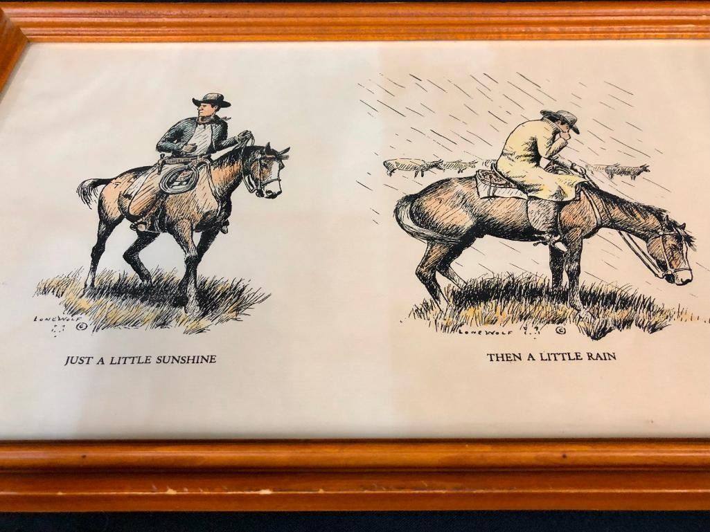 Whimsical Cowboy Print by Lone Wolf (Hart Merriam Schultz)