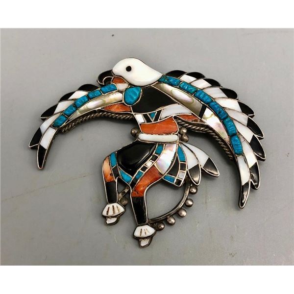Vintage Zuni Inlay Eagle Dancer Pin