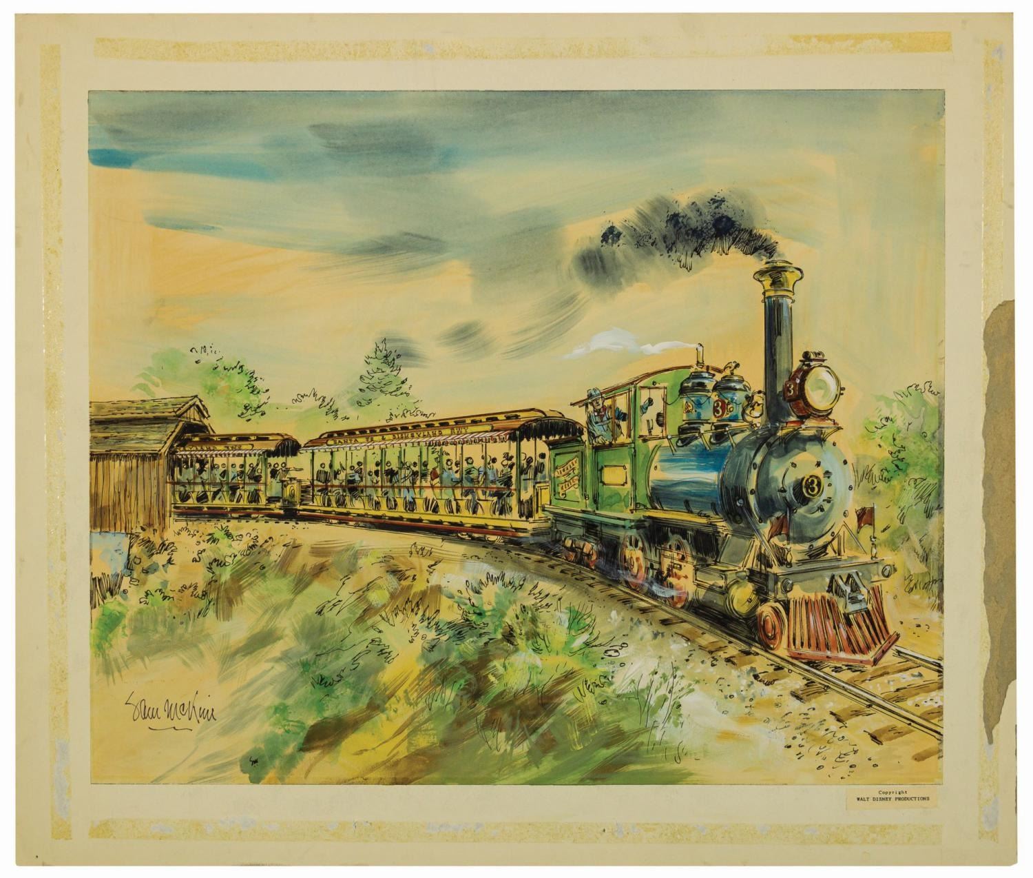 Sam McKim Disneyland Railroad Concept Painting.