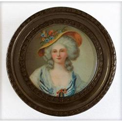 Victorian Lady Portrait on Brass Powder Jar #2109479