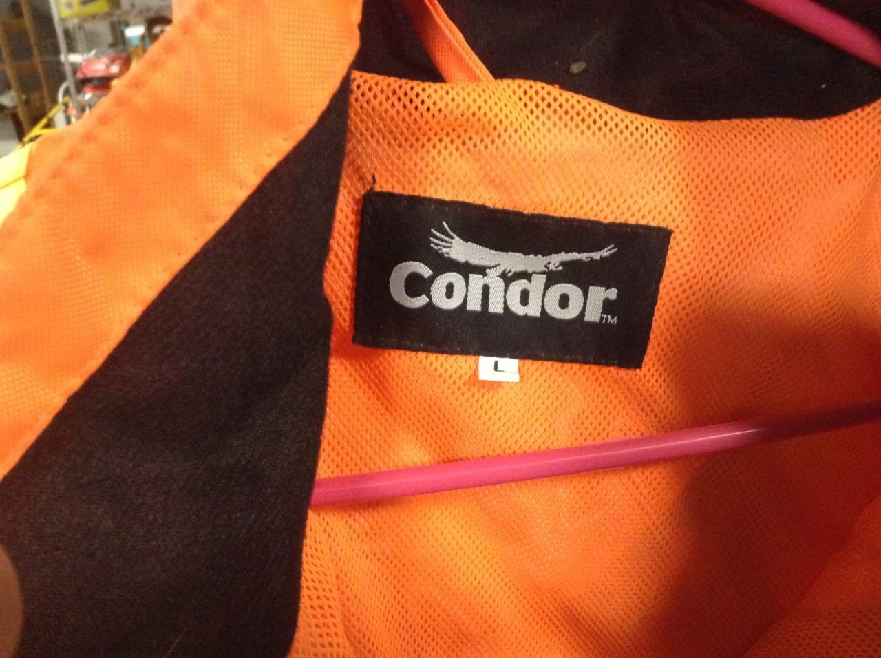Condor Brand Rain Jacket with Reflective Stripes, Size Large