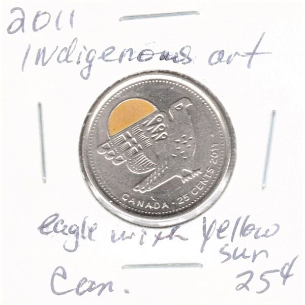 Canadian Quarter 2011 - Indigenous Eagle with Yellow Sun