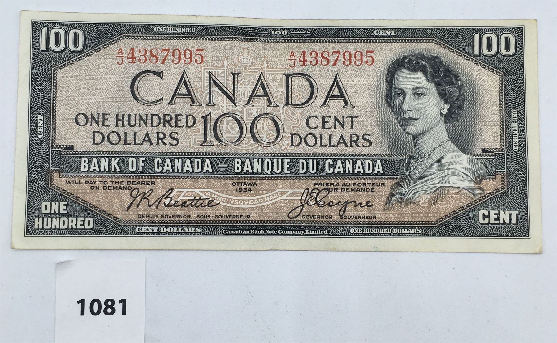 1954 CANADIAN 100 DOLLAR BILL 1954-canadian-100-dollar-bill