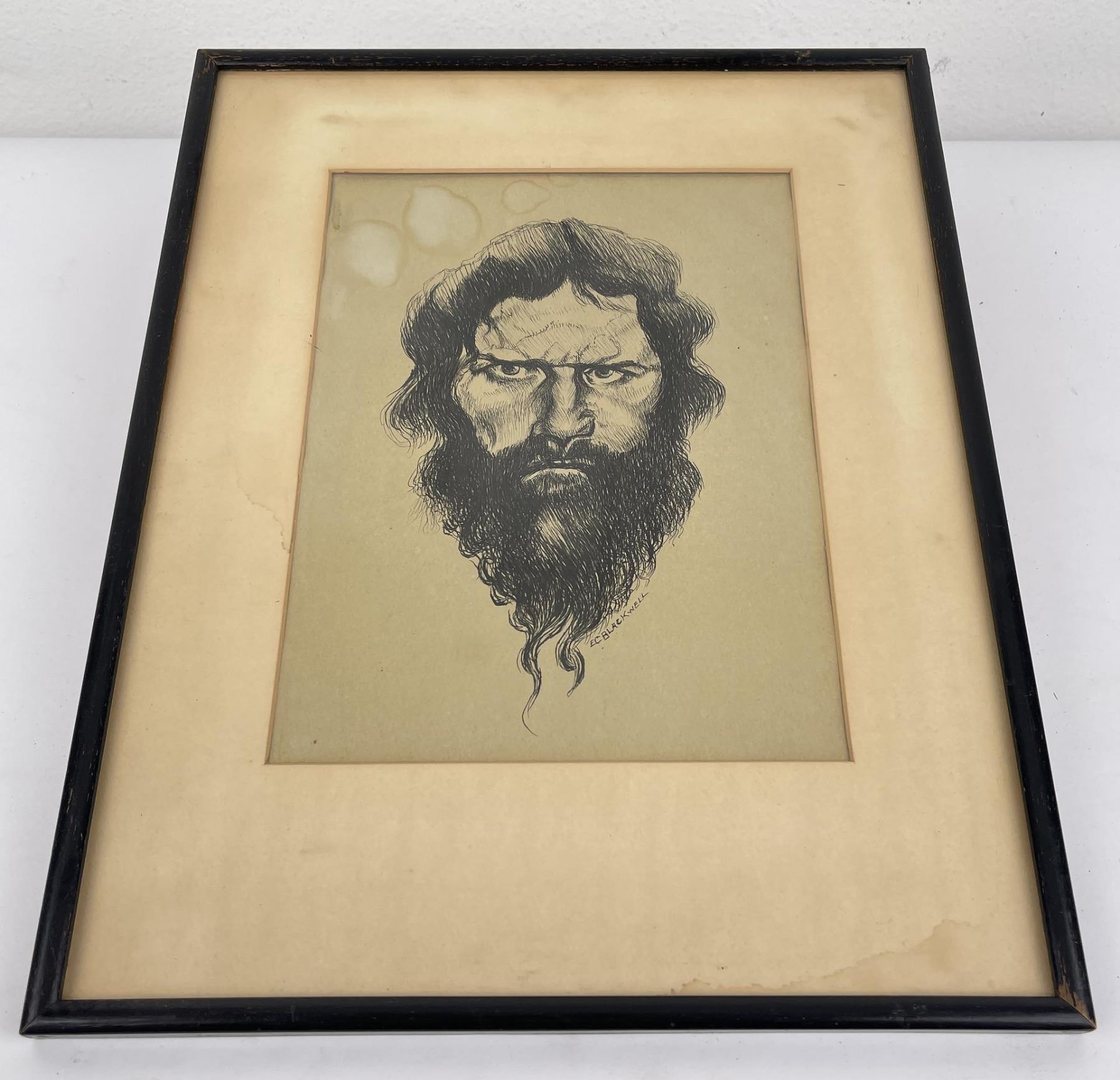 Pen and Ink Drawing Bearded Man Blackwell