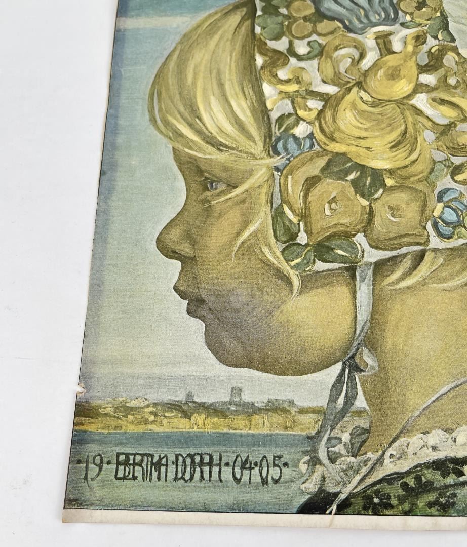 Antique Bertha Dorph Danish Girl Print